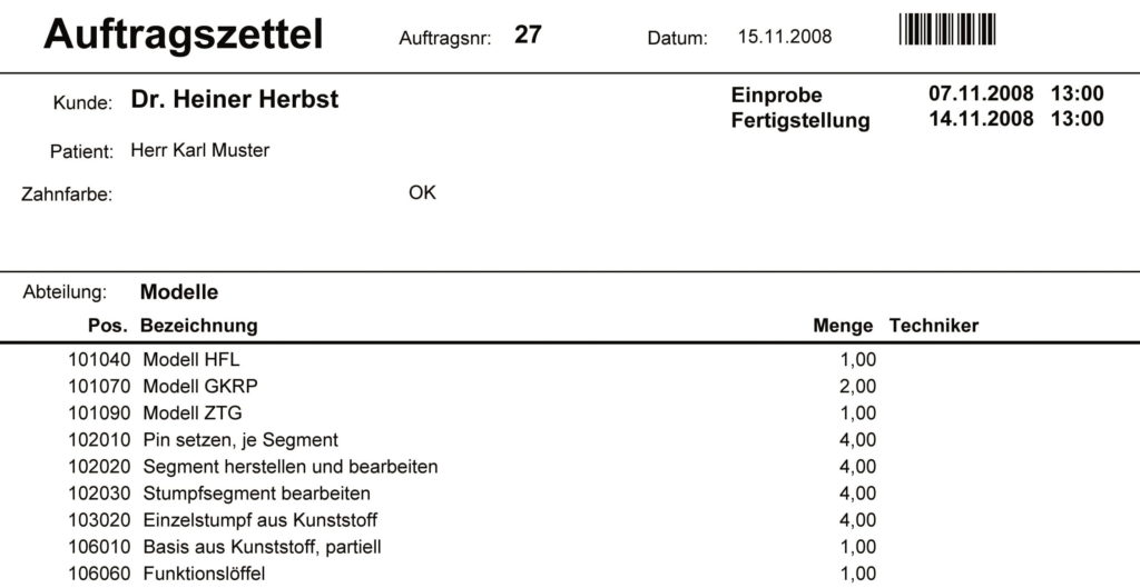 Leichte Auftragserfassung und -terminierung im Dentallabor